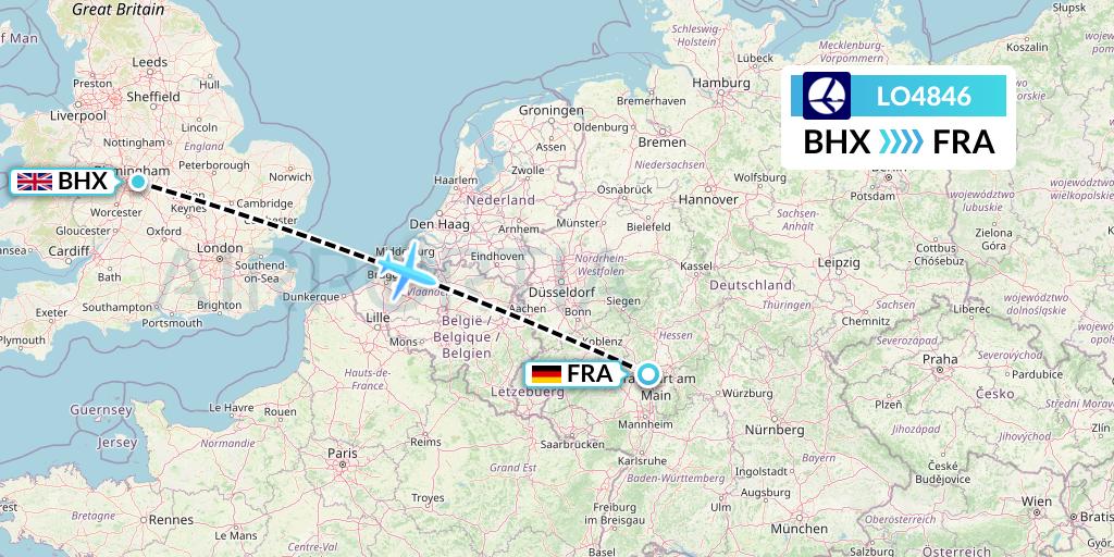 LO4846 Flight Status LOT: Birmingham to Frankfurt (LOT4846)
