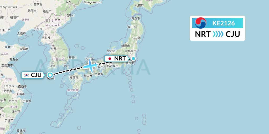 KE2126 Flight Status Korean Air: Tokyo to Jeju (KAL2126)