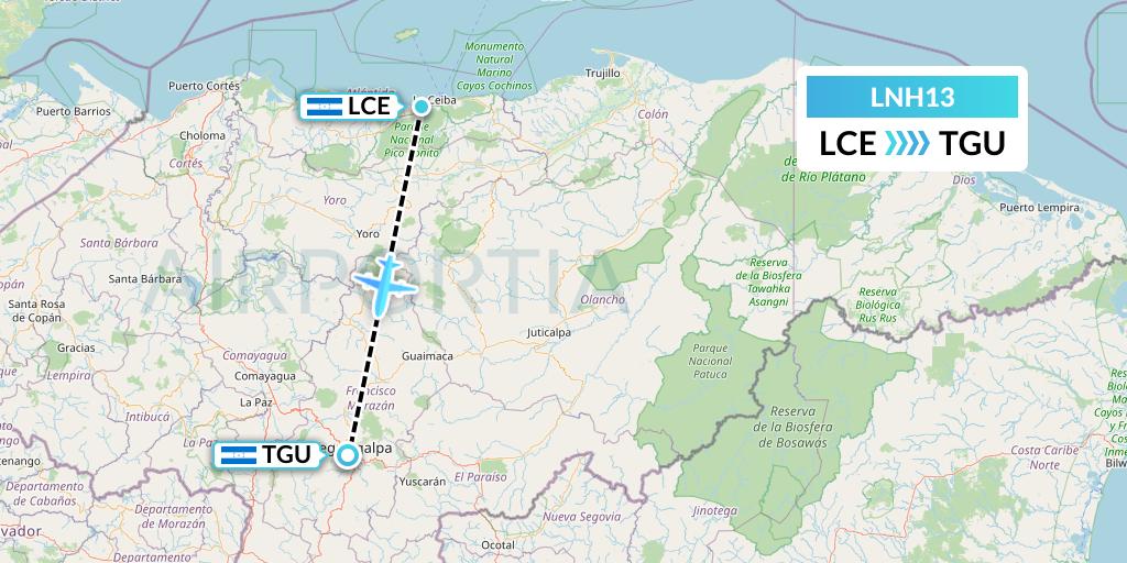 LNH13 Flight Status Lanhsa Airlines: La Ceiba to Tegucigalpa