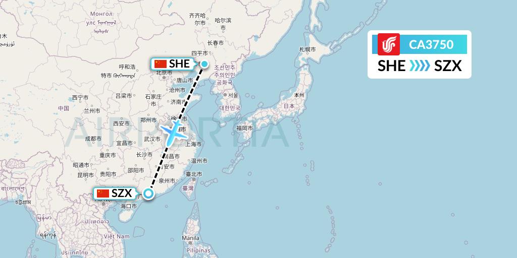 CA3750 Flight Status Air China: Shenyang to Shenzhen (CCA3750)