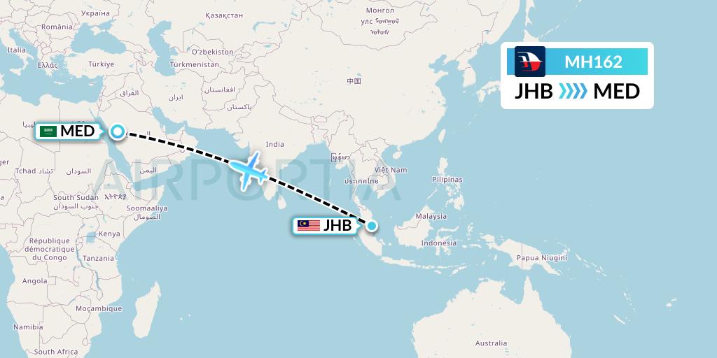 MH162 Flight Status Malaysia Airlines: Johor Bahru to Medina (MAS162)