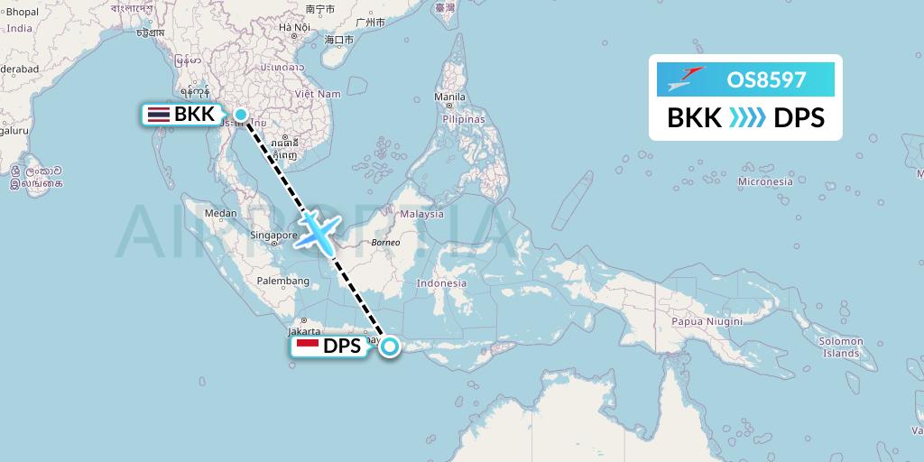 OS8597 Flight Status Austrian Airlines: Bangkok to Denpasar (AUA8597)