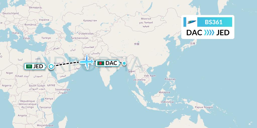 BS361 Flight Status US-Bangla Airlines: Dhaka to Jeddah (UBG361)