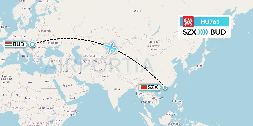 HU761 Flight Status Hainan Airlines: Shenzhen to Budapest (CHH761)