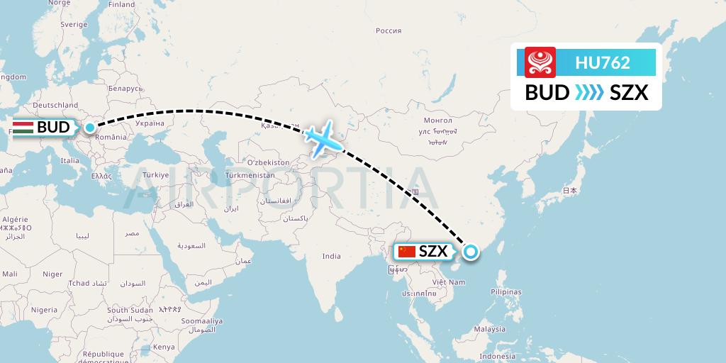 HU762 Flight Status Hainan Airlines: Budapest to Shenzhen (CHH762)