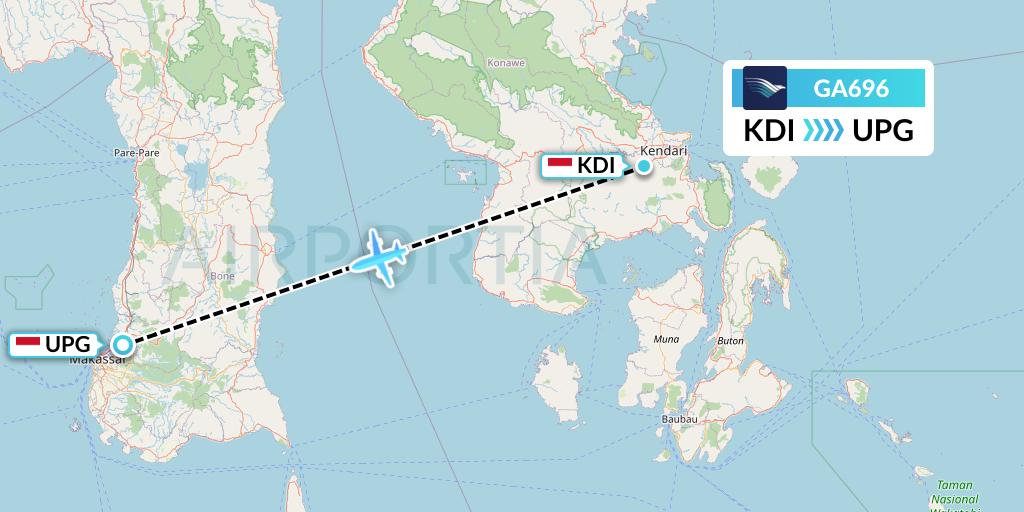 GA696 Flight Status Garuda Indonesia: Kendari to Makassar (GIA696)