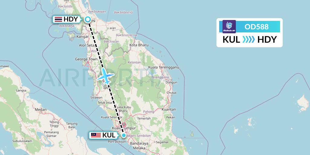 OD588 Flight Status Batik Air Malaysia: Kuala Lumpur to Hat Yai (MXD588)