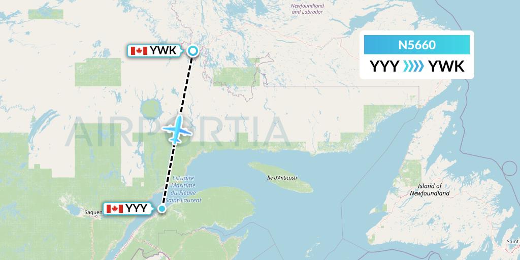 N5660 Flight Status Nolinor Aviation: Mont-Joli to Wabush (NRL660)