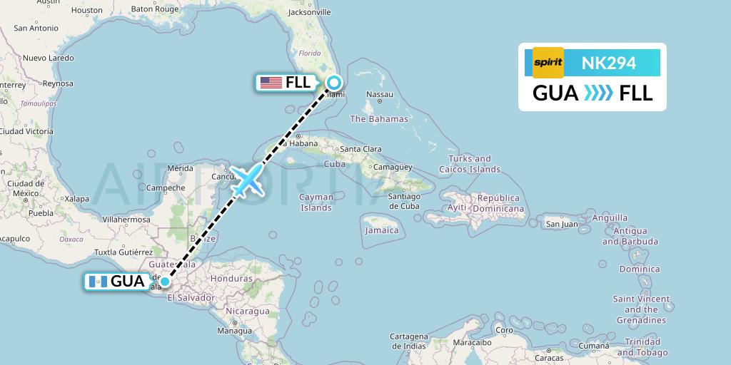 NK294 Flight Status Spirit Airlines: Guatemala City to Fort Lauderdale ...