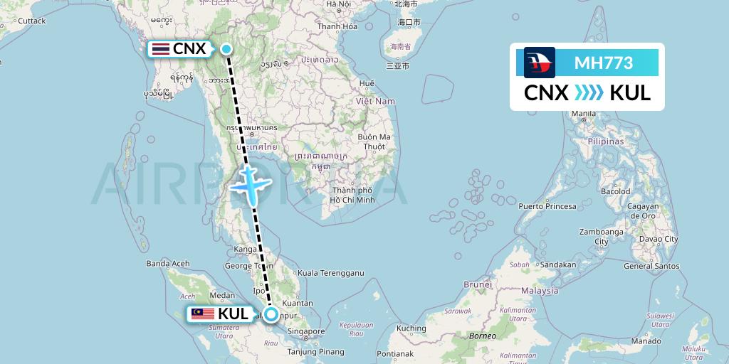 MH773 Flight Status Malaysia Airlines: Chiang Mai to Kuala Lumpur (MAS773)