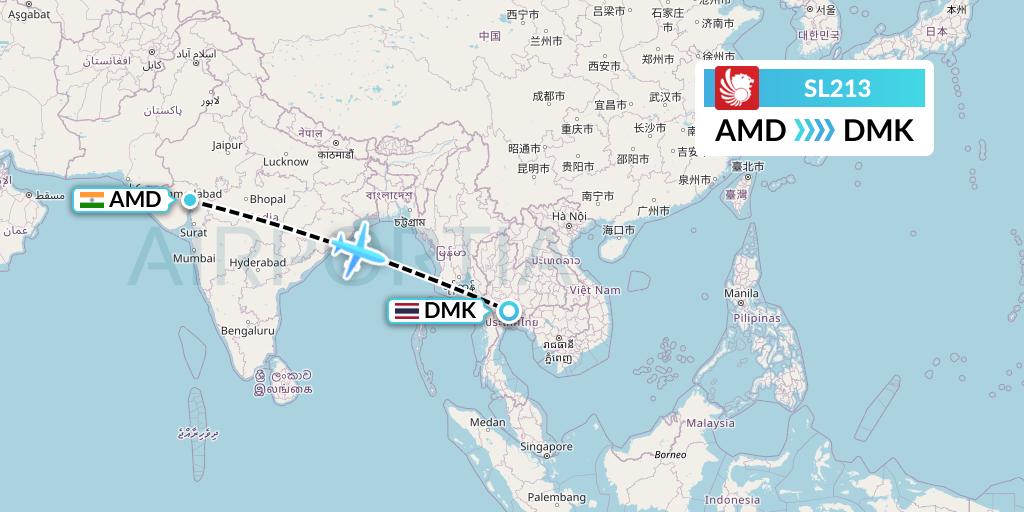 SL213 Flight Status Thai Lion Air: Ahmedabad to Bangkok (TLM213)