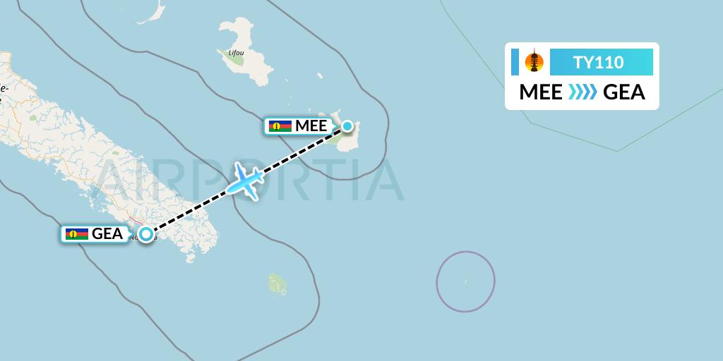 TY110 Flight Status Air Caledonie: Mare to Noumea (TPC110)