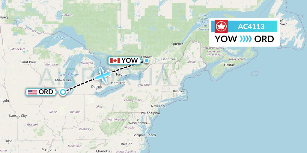 AC4113 Flight Status Air Canada: Ottawa to Chicago (ACA4113)