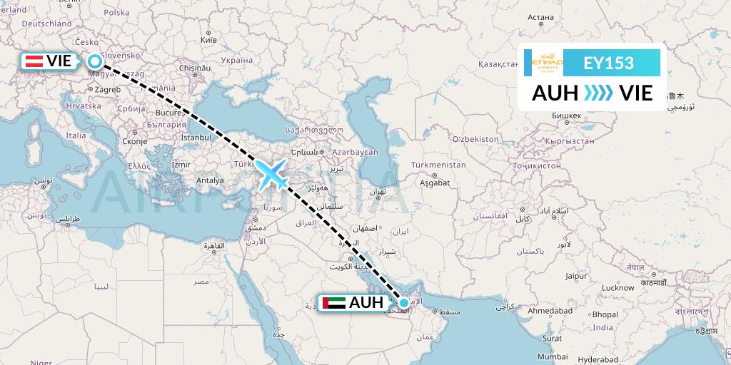 EY153 Flight Status Etihad Airways: Abu Dhabi to Vienna (ETD153)
