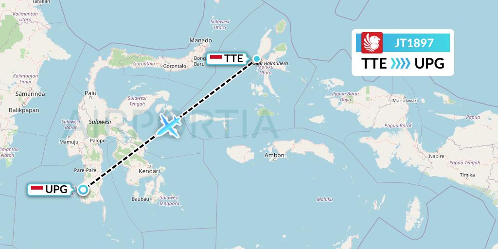 JT1897 Flight Status Lion Airlines: Ternate to Makassar (LNI1897)