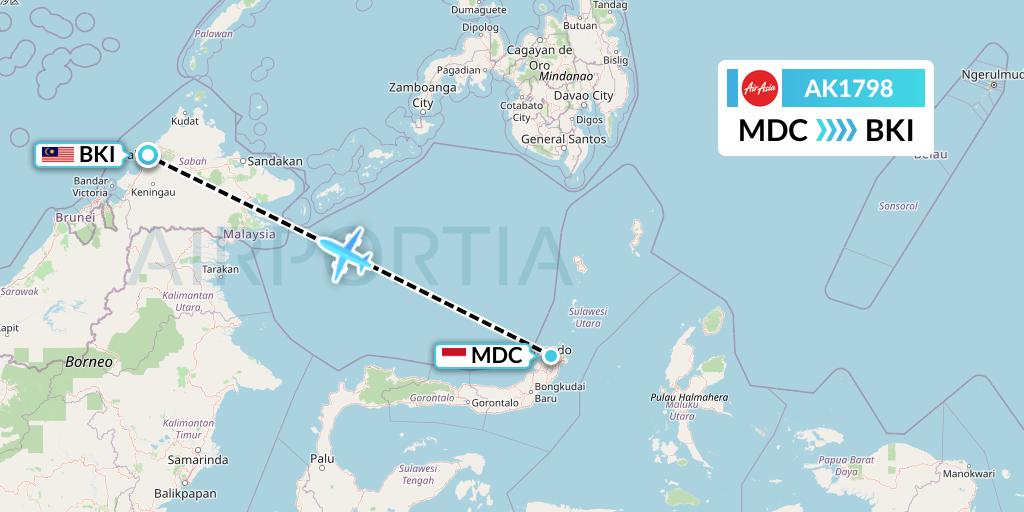 AK1798 Flight Status AirAsia: Manado to Kota Kinabalu (AXM1798)