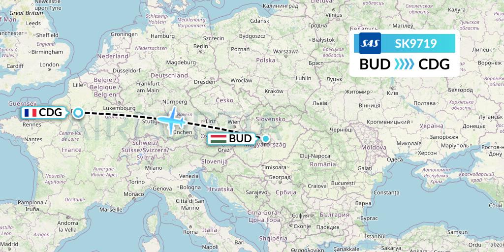 SK9719 Flight Status SAS: Budapest to Paris (SAS9719)