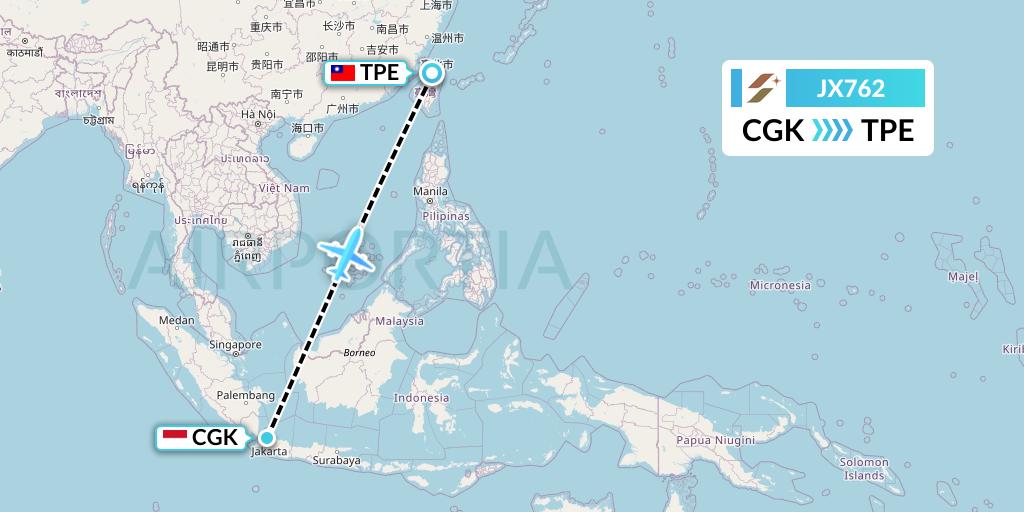 JX762 Flight Status Starlux Airlines: Jakarta to Taipei (SJX762)