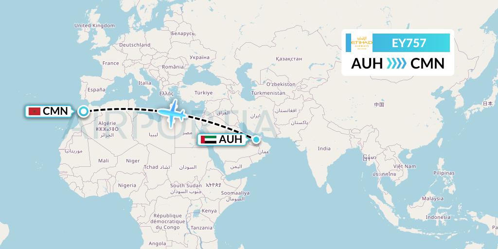 EY757 Flight Status Etihad Airways: Abu Dhabi to Casablanca (ETD757)