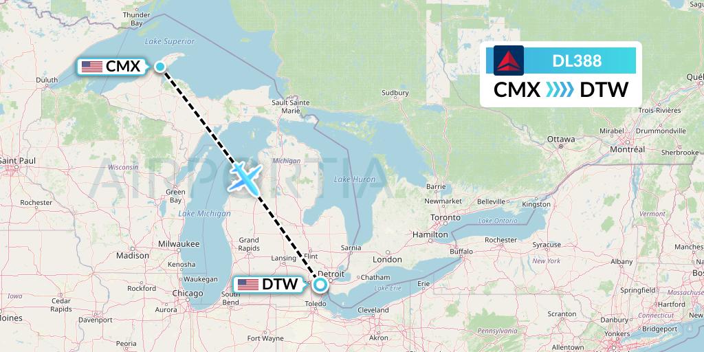 DL388 Flight Status Delta Air Lines: Hancock to Detroit (DAL388)