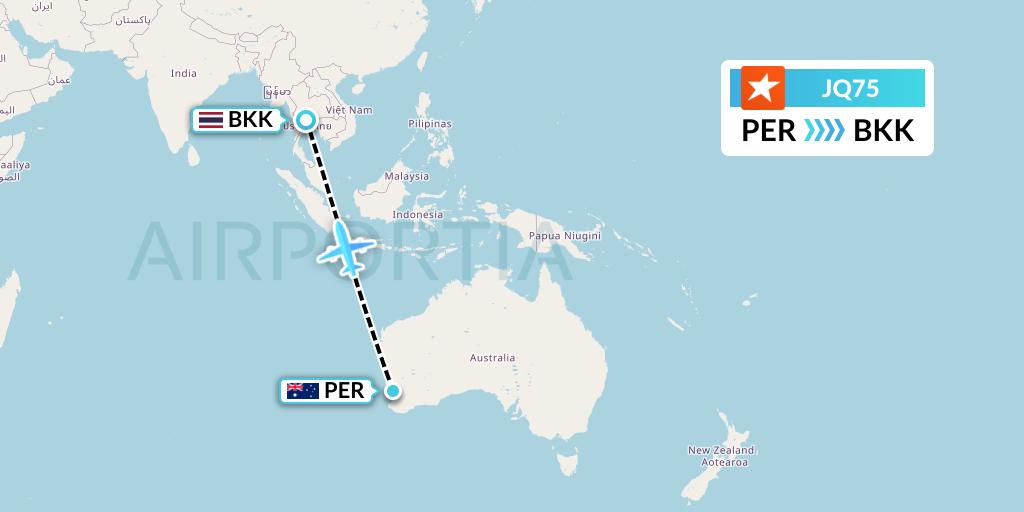 JQ75 Flight Status Jetstar Airways: Perth to Bangkok (JST75)
