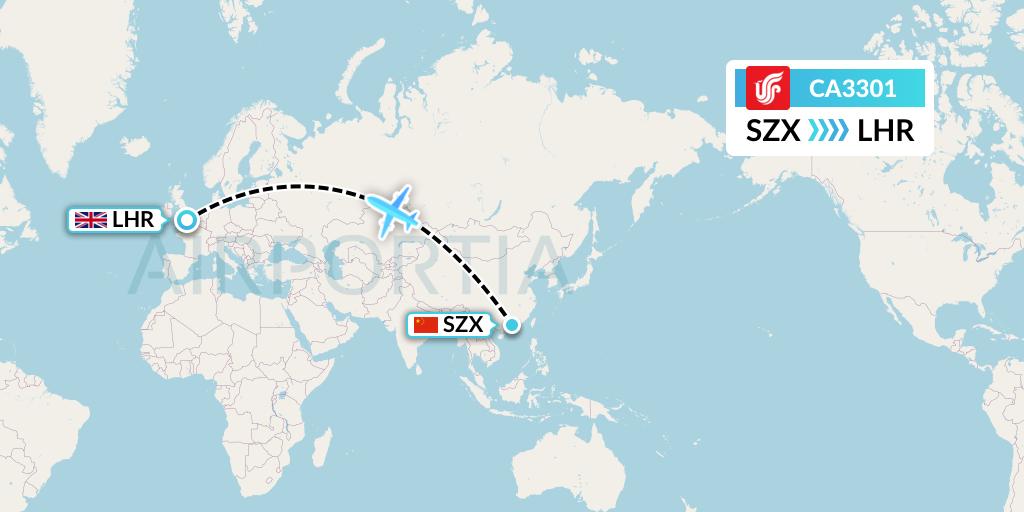 CA3301 Flight Status Air China: Shenzhen to London (CCA3301)