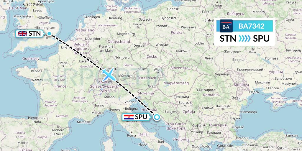 BA7342 Flight Status British Airways: London to Split (BAW7342)