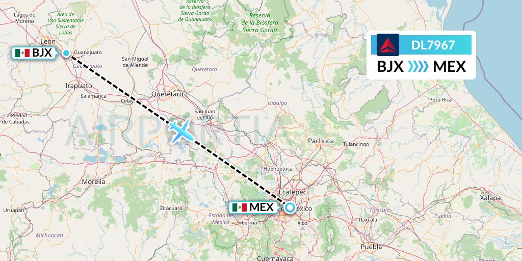 DL7967 Flight Status Delta Air Lines: Silao to Mexico City (DAL7967)