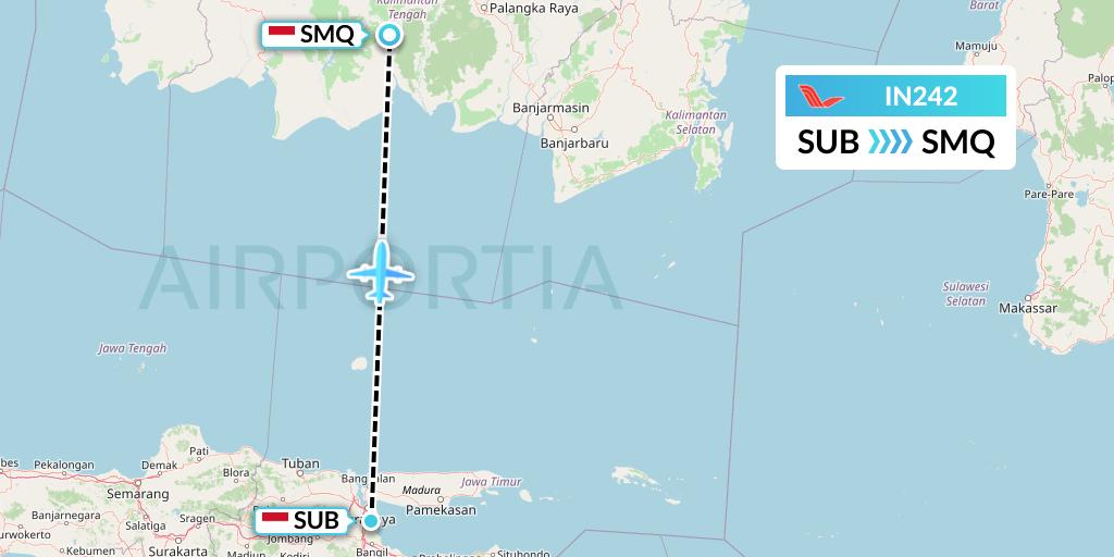 IN242 Flight Status NAM Air: Surabaya to Sampit Airport (NIH242)