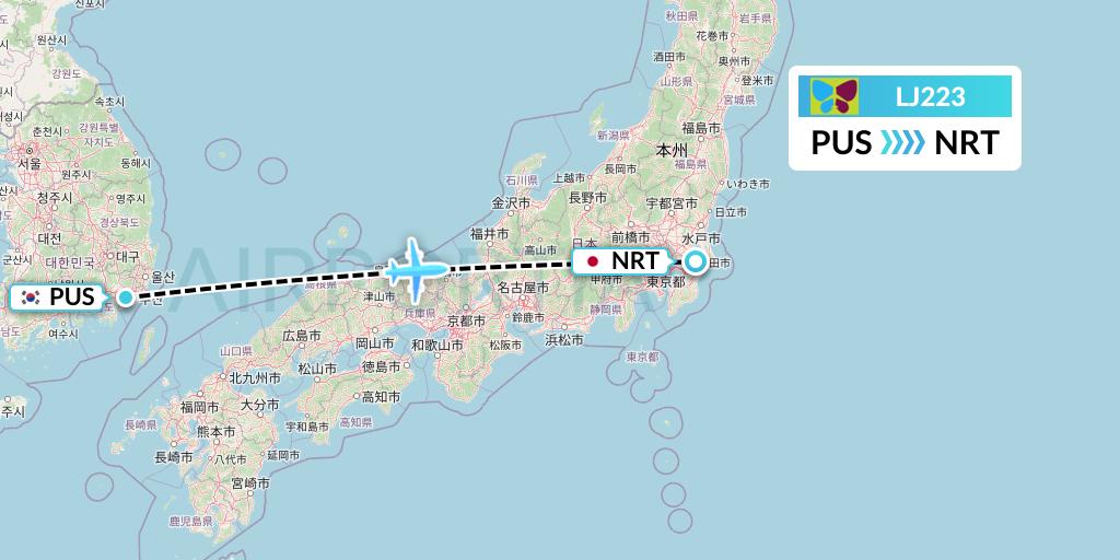 LJ223 Flight Status Jin Air: Busan to Tokyo (JNA223)