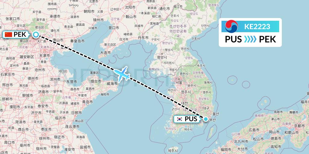 KE2223 Flight Status Korean Air: Busan to Beijing (KAL2223)