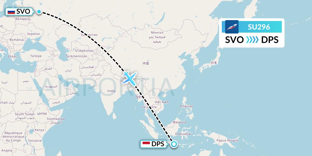 SU296 Flight Status Aeroflot: Moscow to Denpasar (AFL296)