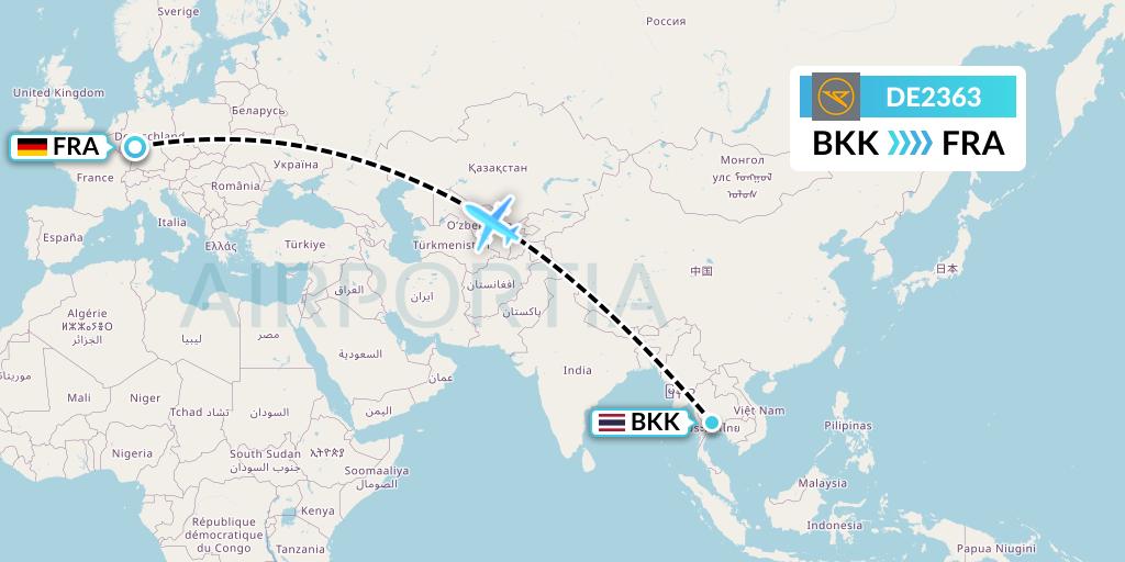 DE2363 Flight Status Condor: Bangkok to Frankfurt (CFG2363)