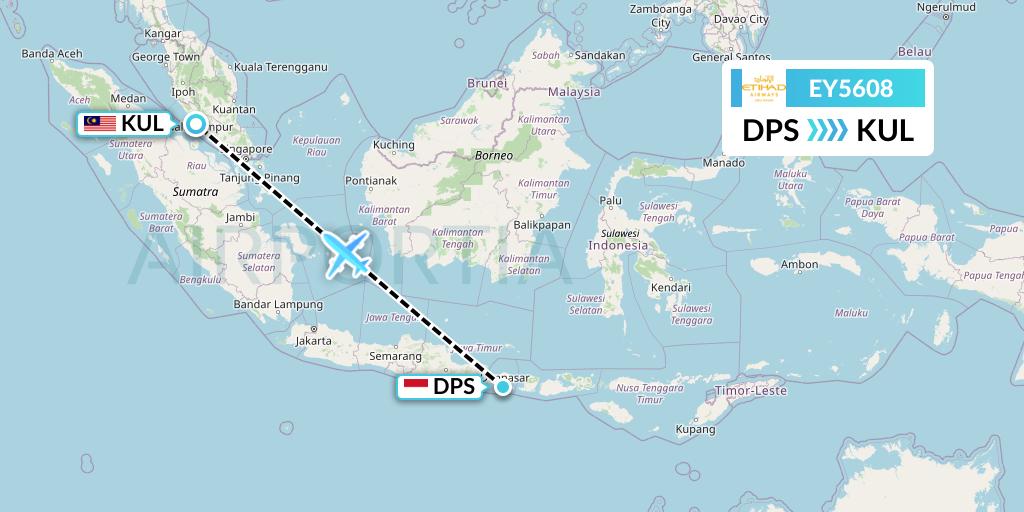 EY5608 Flight Status Etihad Airways: Denpasar to Kuala Lumpur (ETD5608)