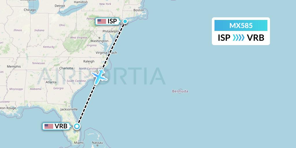 MX585 Flight Status Breeze Airways: Islip to Vero Beach (MXY585)