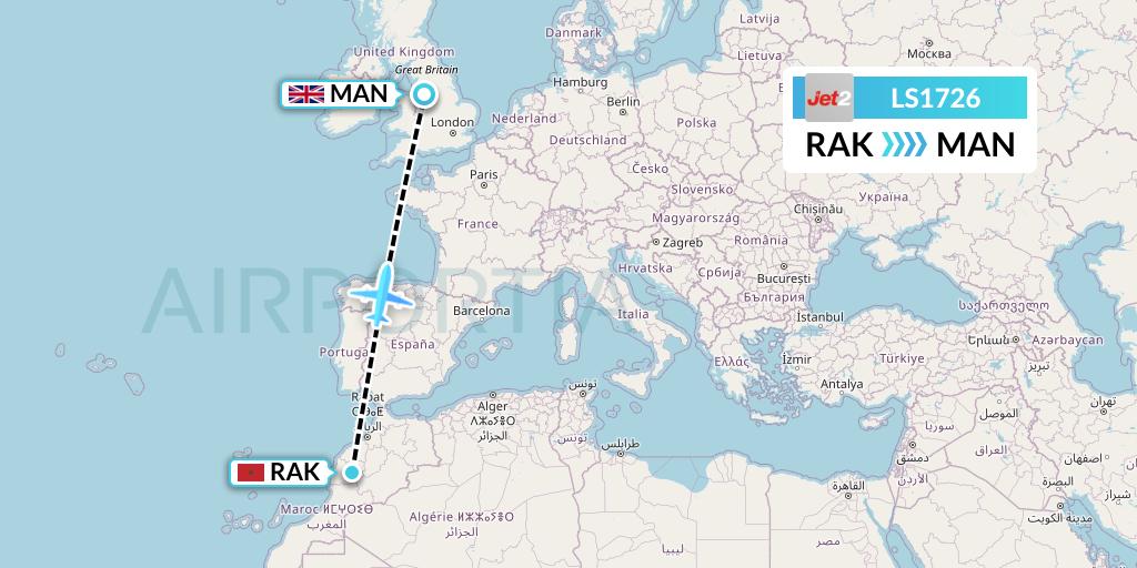LS1726 Flight Status Jet2: Marrakesh to Manchester (EXS1726)