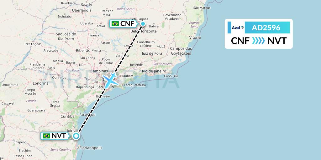 AD2596 Flight Status Azul Brazilian Airlines: Belo Horizonte to ...