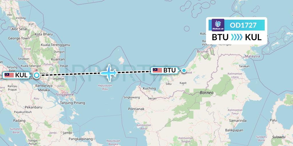 OD1727 Flight Status Batik Air Malaysia: Bintulu to Kuala Lumpur (MXD1727)