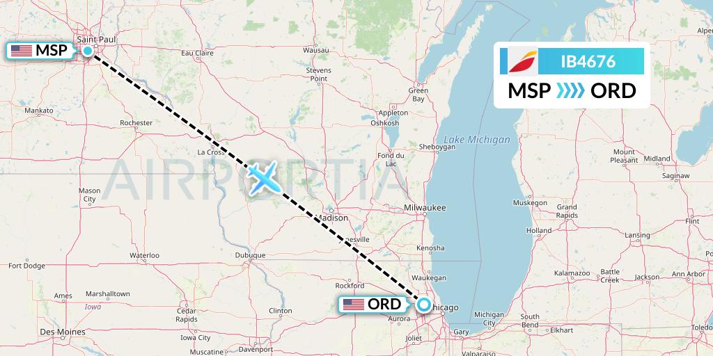 IB4676 Flight Status Iberia: Minneapolis to Chicago (IBE4676)