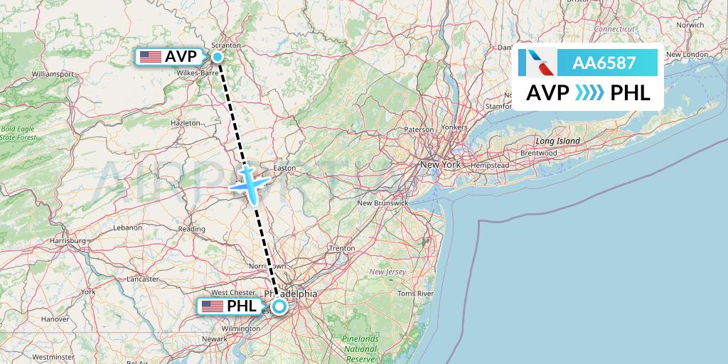 AA6587 Flight Status American Airlines: Avoca to Philadelphia (AAL6587)