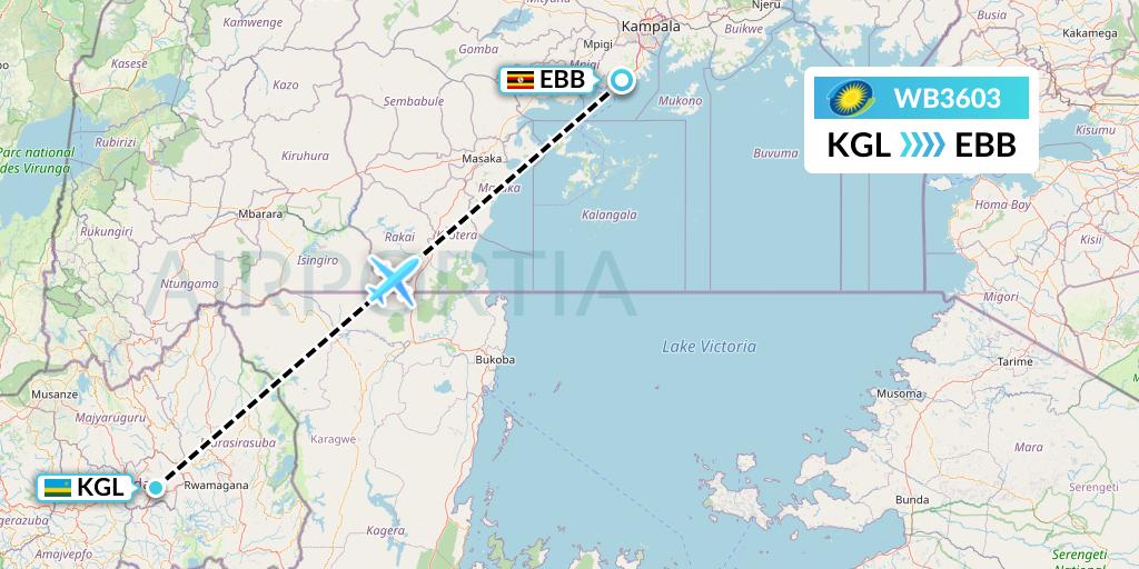 WB3603 Flight Status RwandAir: Kigali to Entebbe (RWD3603)