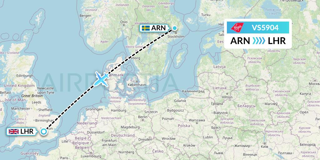 VS5904 Flight Status Virgin Atlantic Airways: Stockholm to London (VIR5904)