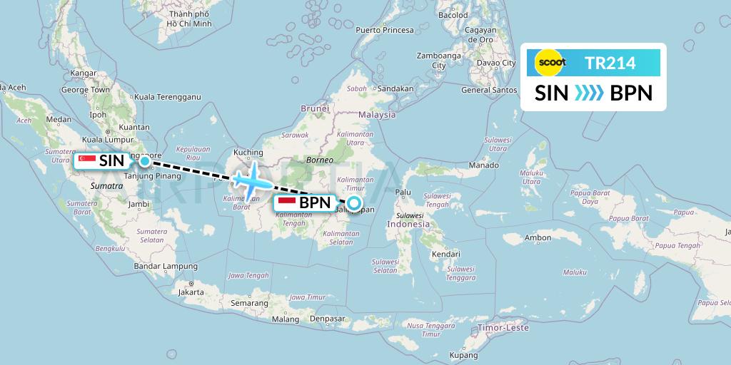 TR214 Flight Status Tigerair: Singapore to Balikpapan (TGW214)