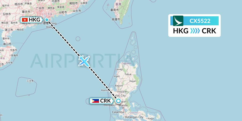 CX5522 Flight Status Cathay Pacific: Hong Kong to Angeles City (CPA5522)