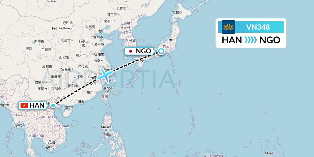 VN348 Flight Status Vietnam Airlines: Hanoi to Nagoya (HVN348)