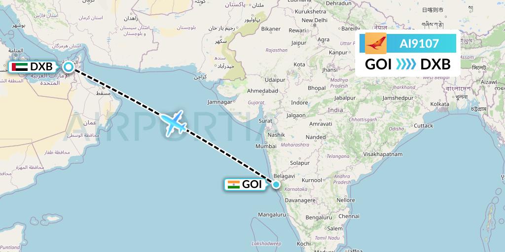 AI9107 Flight Status Air India: Goa to Dubai (AIC9107)