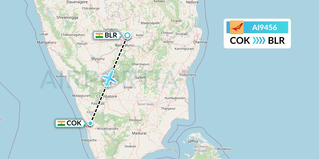 AI9456 Flight Status Air India: Cochin to Bangalore (AIC9456)