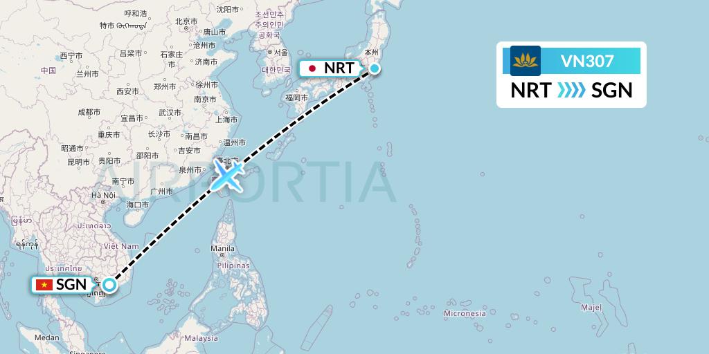 VN307 Flight Status Vietnam Airlines: Tokyo to Ho Chi Minh City (HVN307)