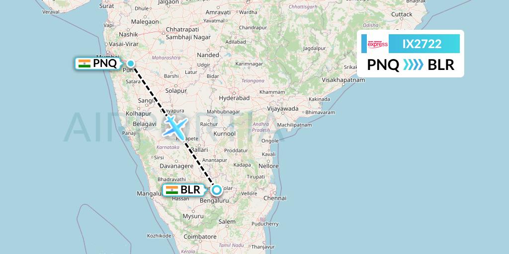IX2722 Flight Status Air India Express: Pune to Bangalore (AXB2722)