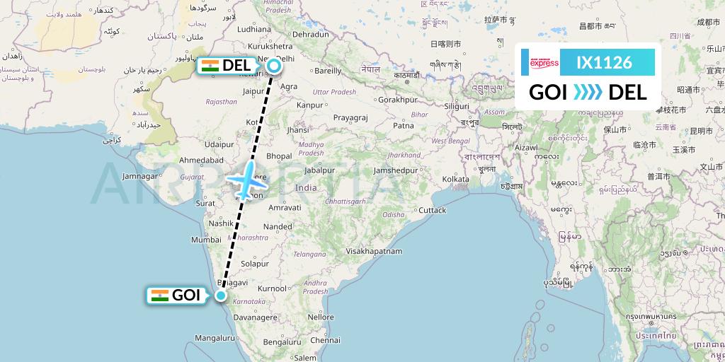 IX1126 Flight Status Air India Express: Goa to Delhi (AXB1126)